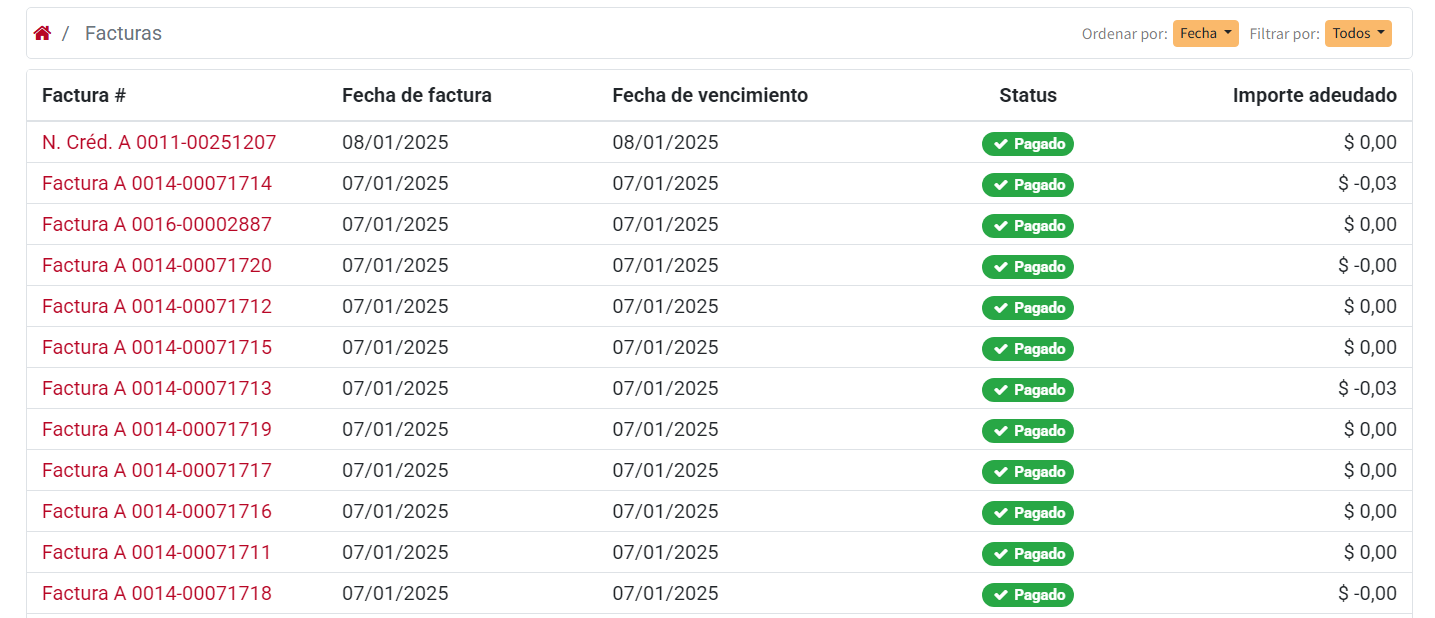 facturas.html | Portal Cresata